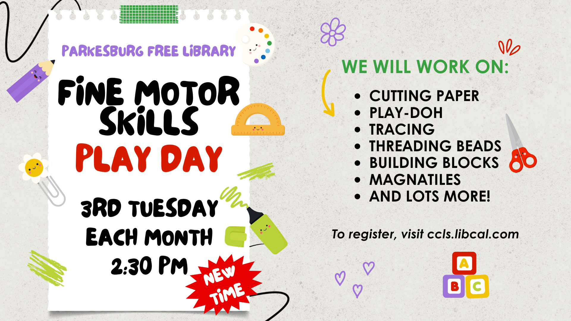 Fine Motor Skills Play Day | Parkesburg Library