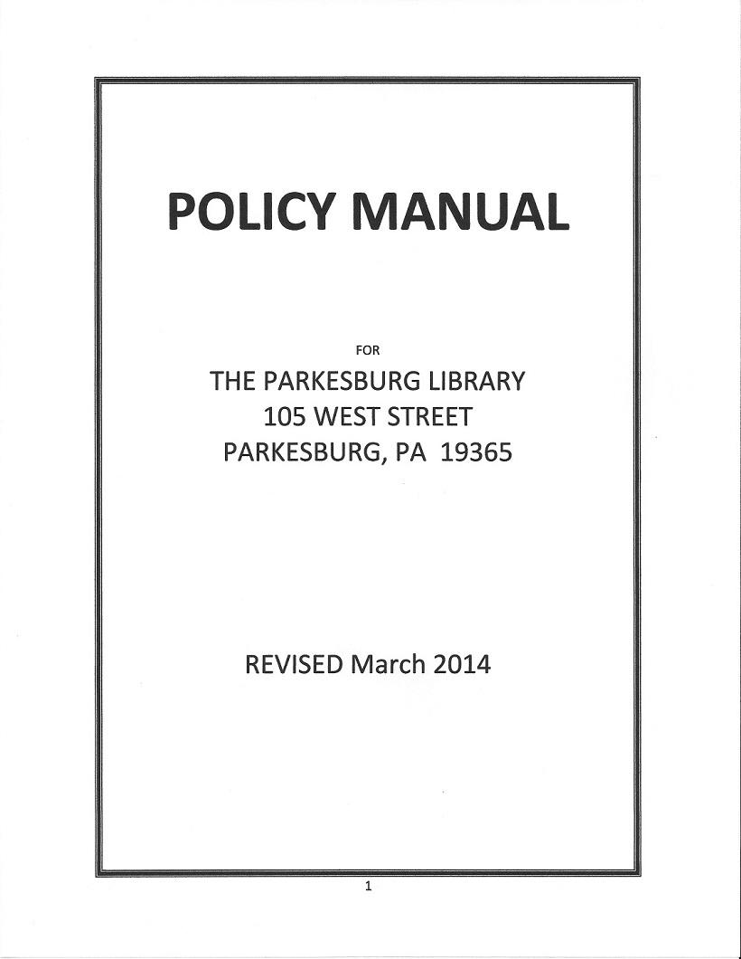 Library Policy Manual | Parkesburg Library